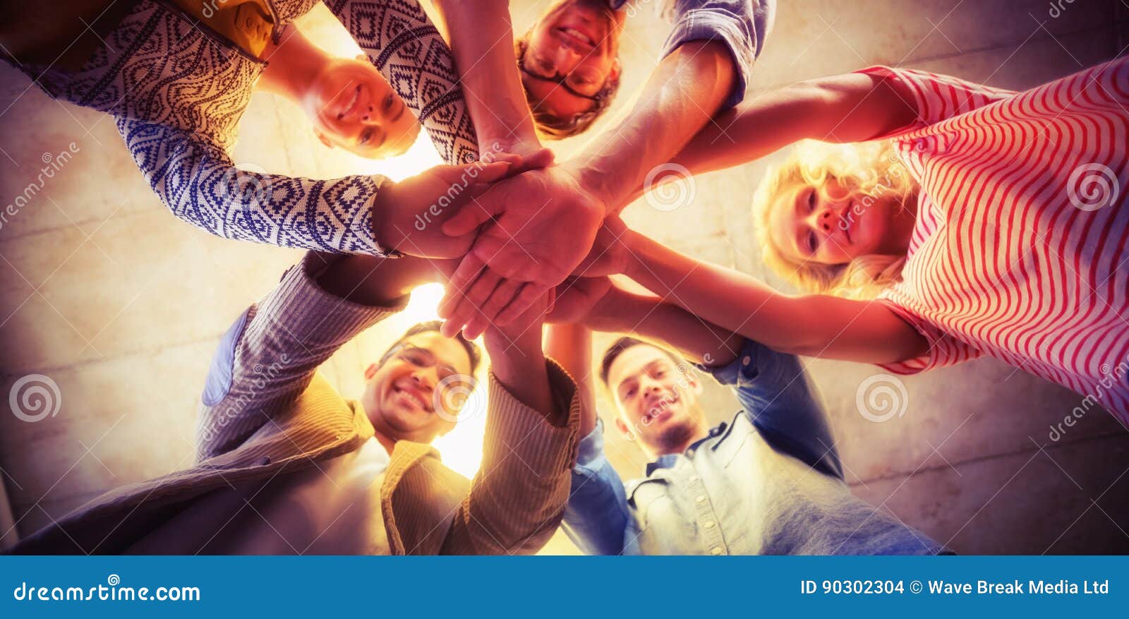 Portrait of Happy Business Team Joining Hands Stock Photo - Image of ...