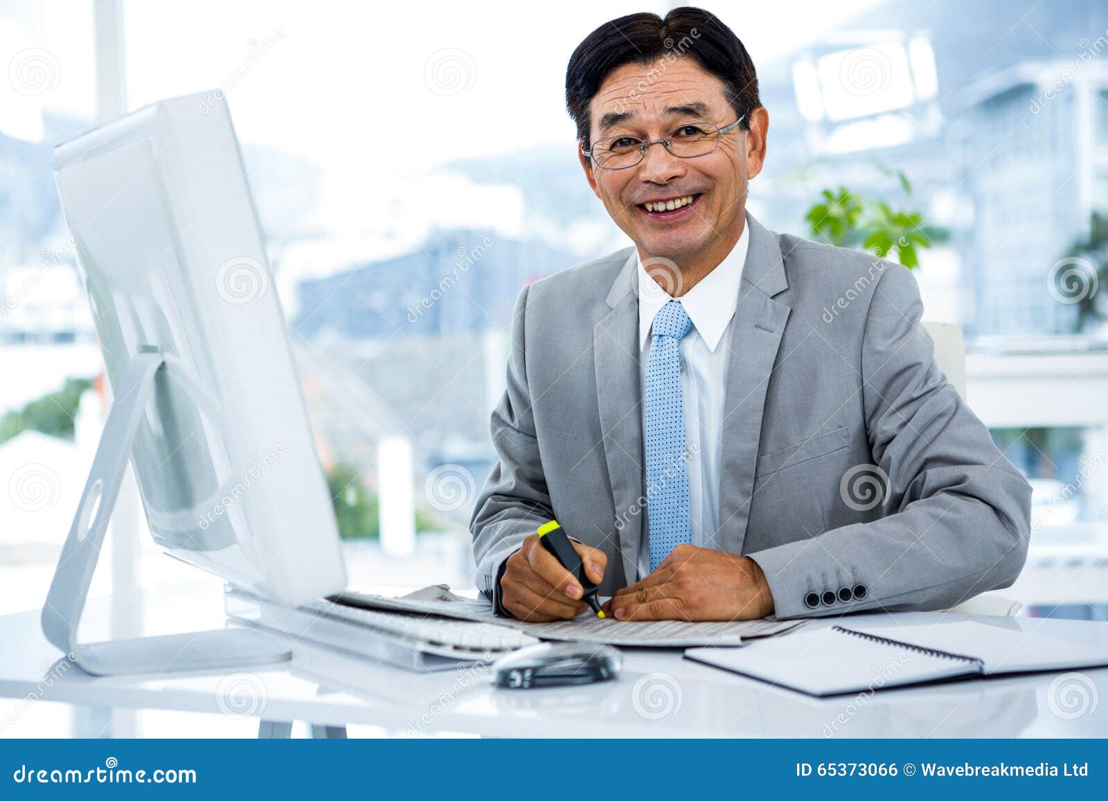 Portrait of Happy Businessman Working Stock Photo - Image of male ...
