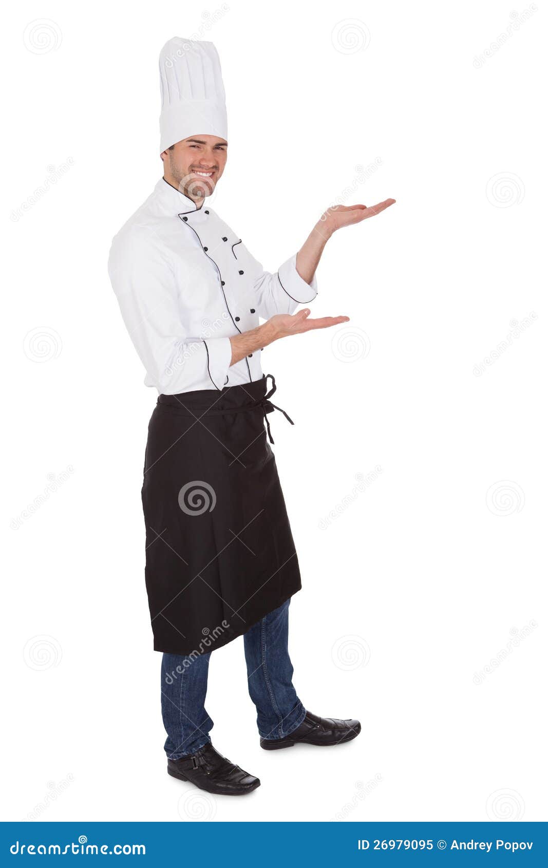 Portrait of happy chef stock image. Image of pointing - 26979095