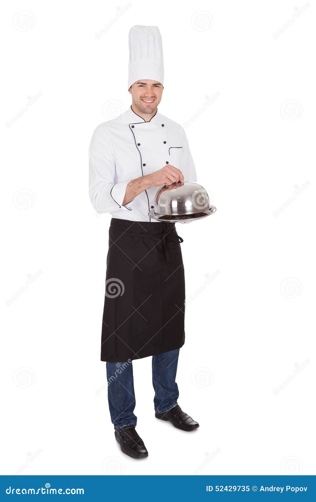Portrait of Happy Chef Holding Tray Stock Image - Image of cuisine ...