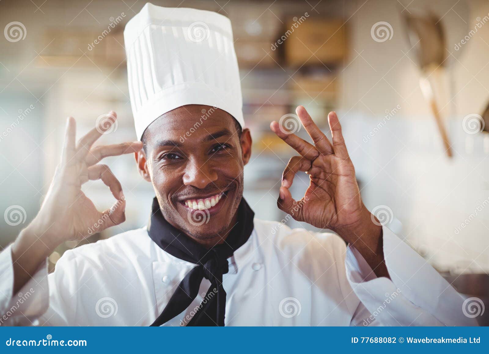 Portrait of Happy Chef Making Ok Sign Stock Photo - Image of commercial ...