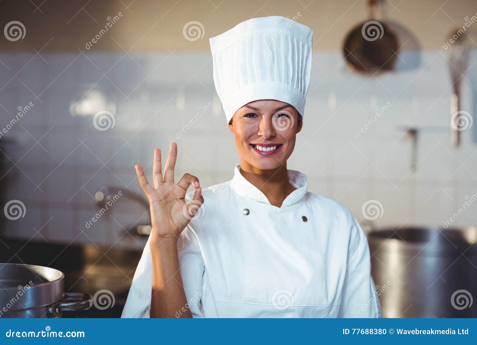 Portrait of Happy Chef Making Ok Sign Stock Photo - Image of happy ...