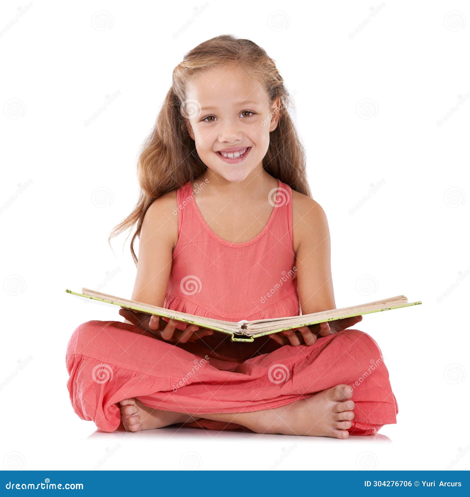 Portrait, Happy and Child Reading Books in Studio for Learning ...