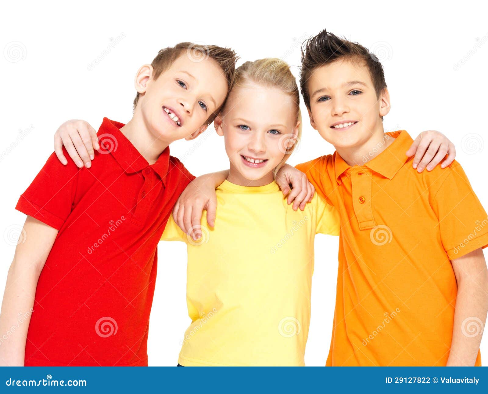 Portrait of the Happy Children Isolated on White Stock Photo - Image of ...
