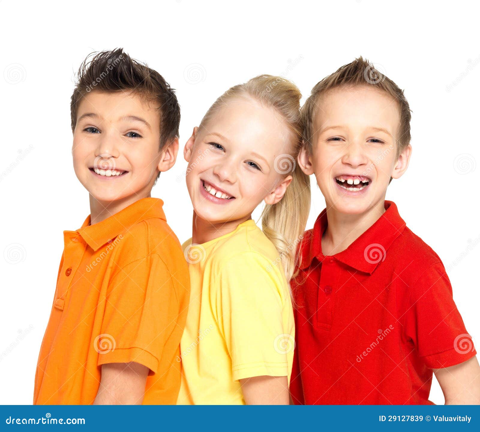 Portrait of the Happy Children Isolated on White Stock Image - Image of ...