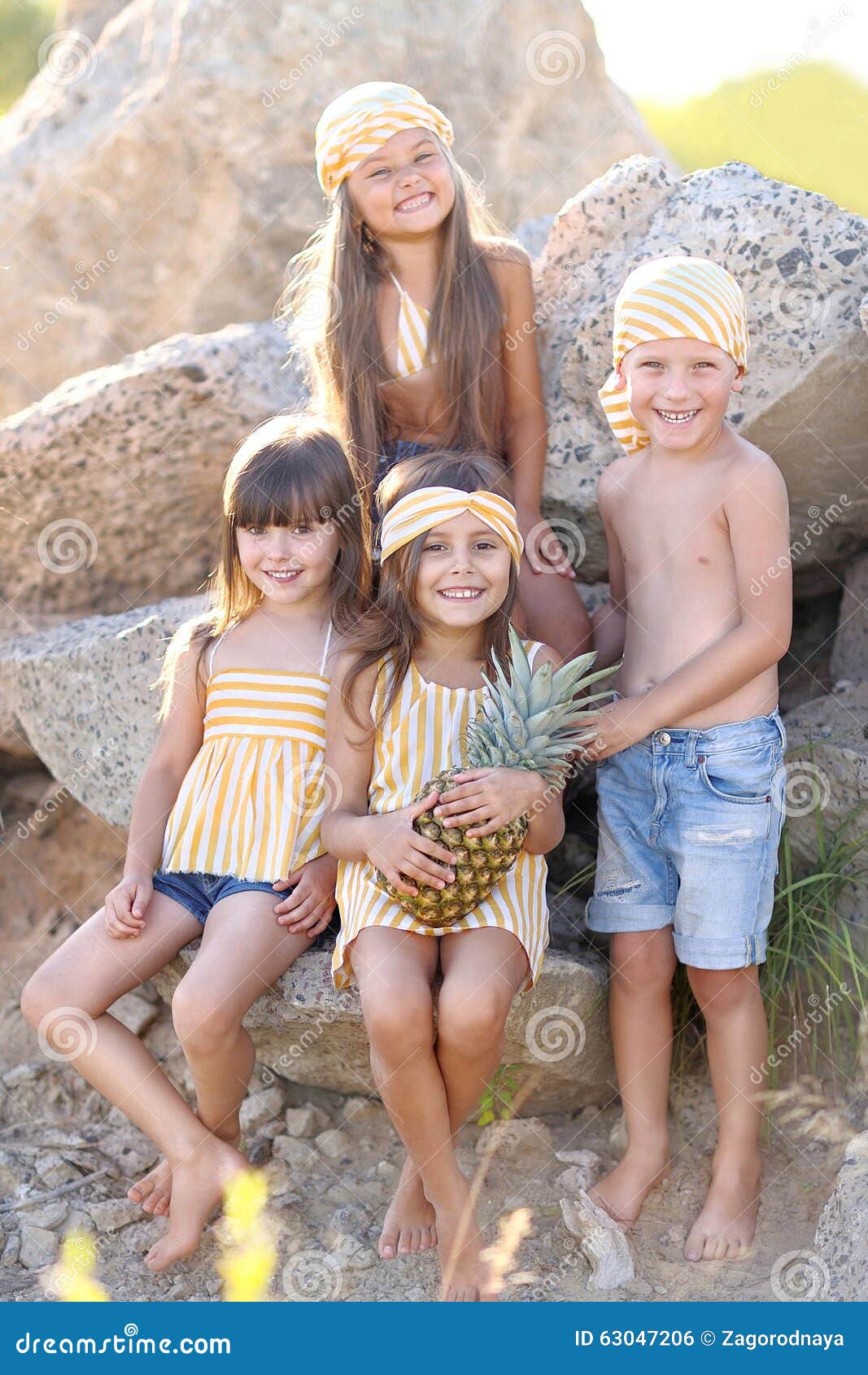 Portrait of Happy Children on Nature Stock Photo - Image of child ...