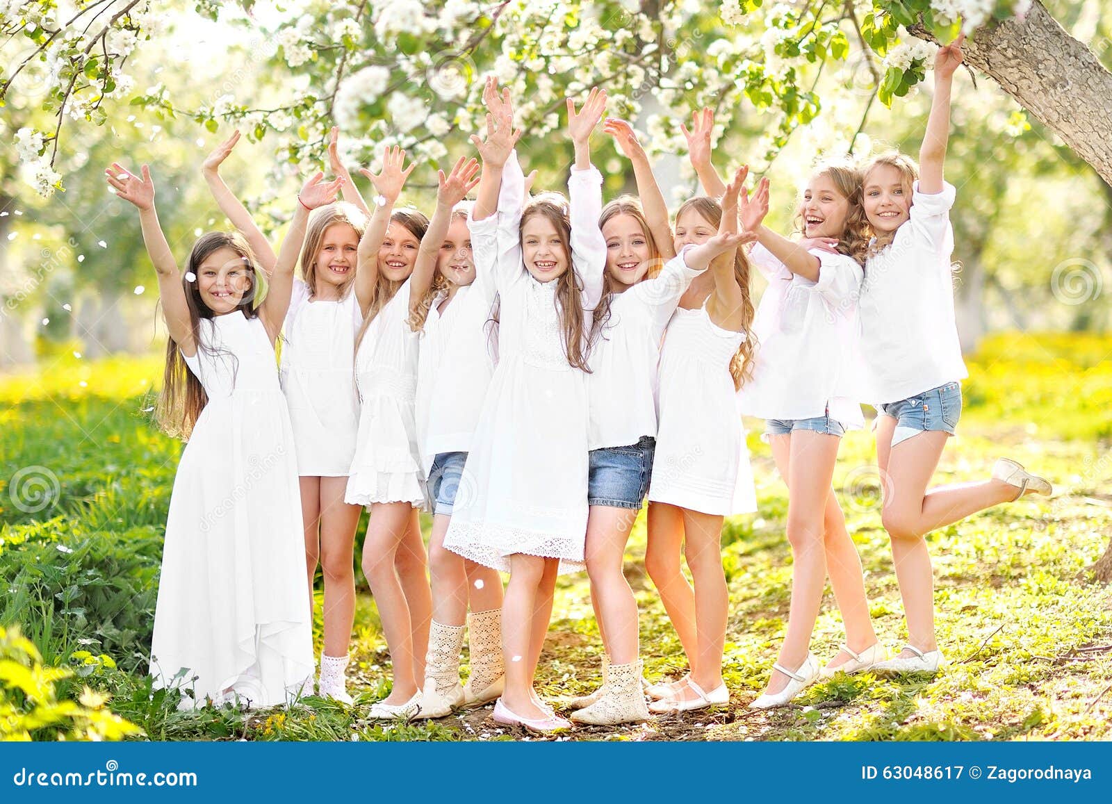 Portrait of Happy Children on Nature Stock Image - Image of flowers ...