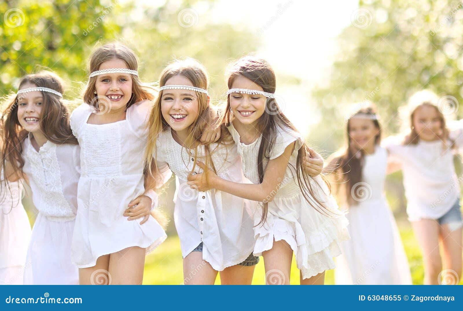 Portrait of Happy Children on Nature Stock Image - Image of girl ...