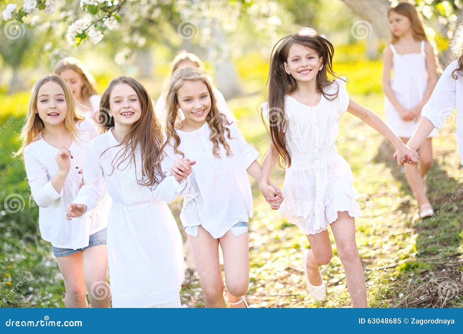 Portrait of Happy Children on Nature Stock Image - Image of spring ...