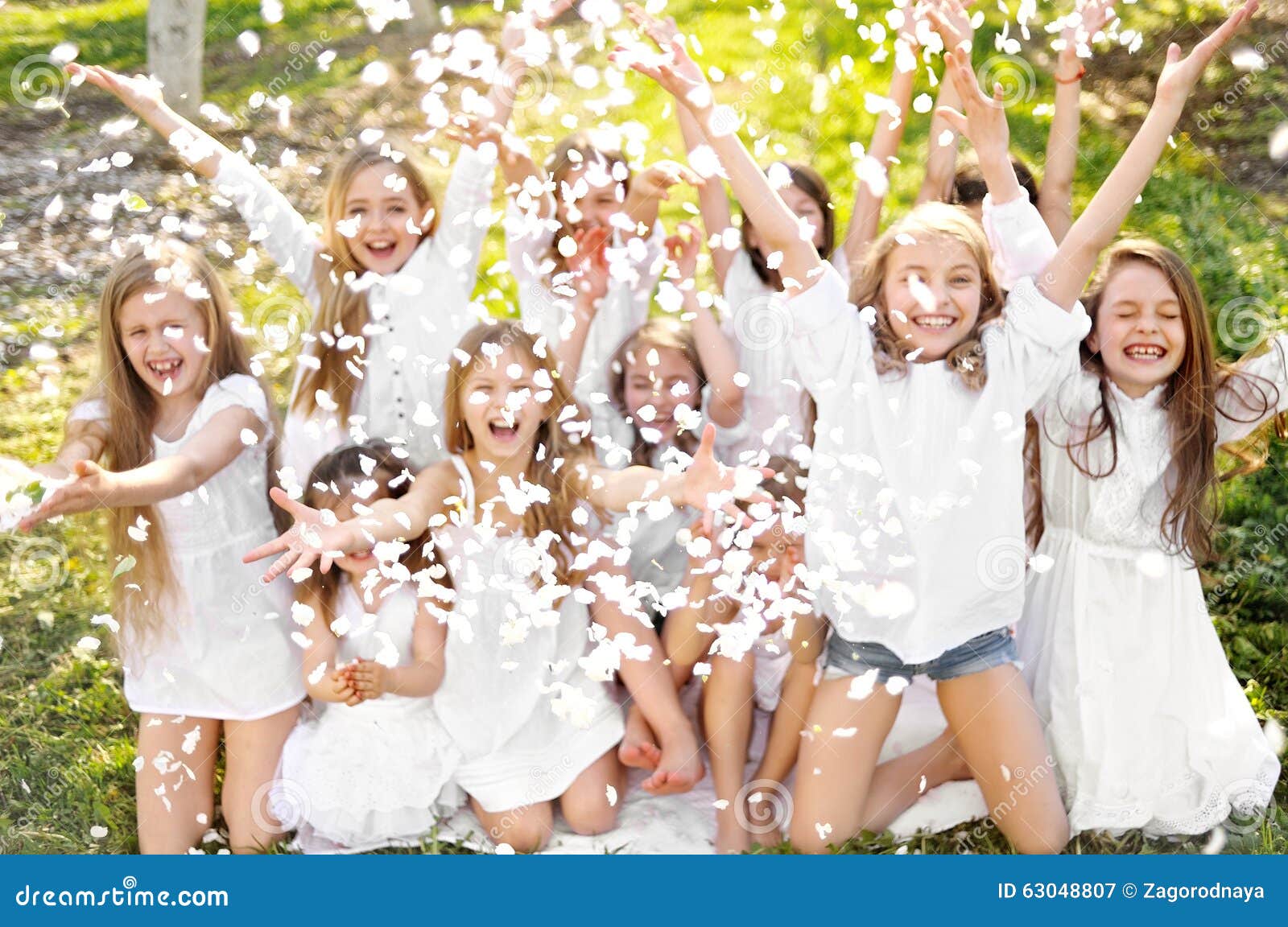 Portrait of Happy Children on Nature Stock Image - Image of spring ...
