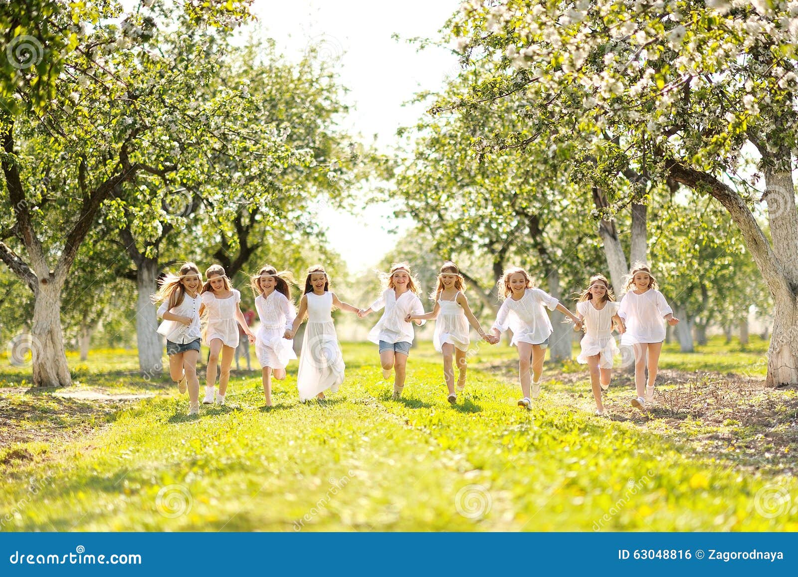 Portrait of Happy Children on Nature Stock Photo - Image of childhood ...