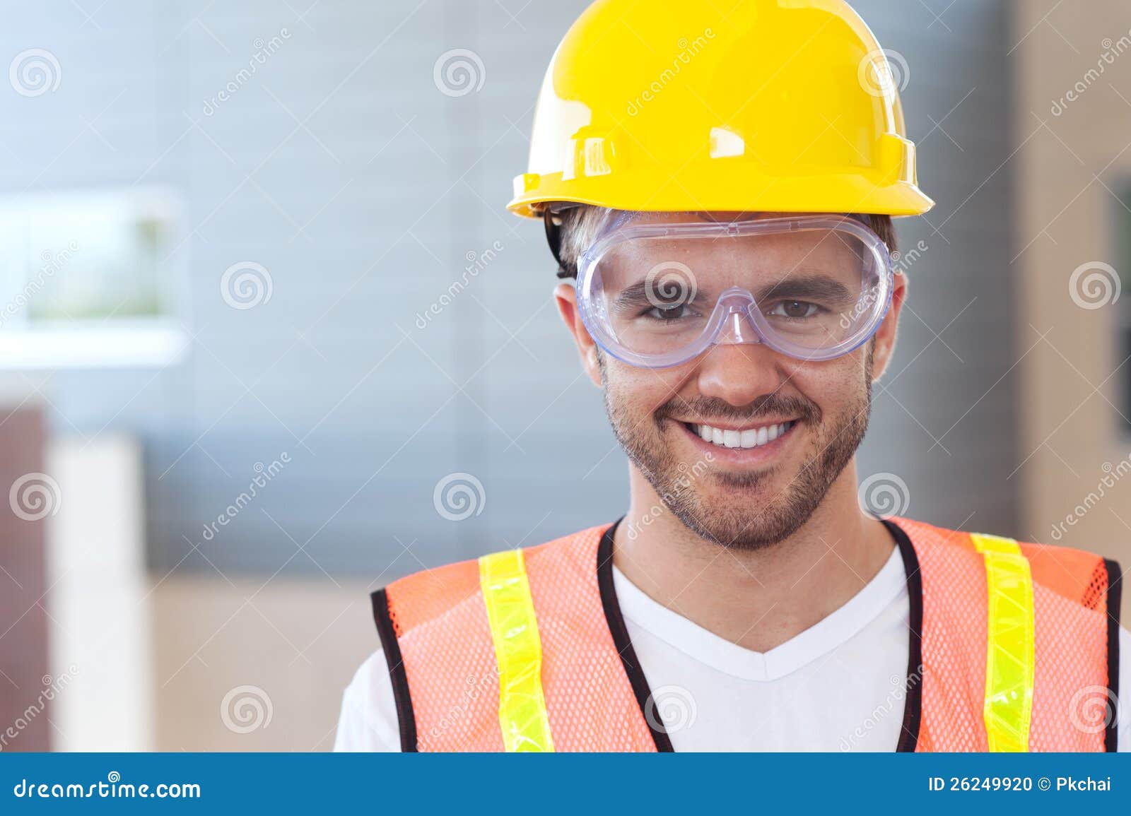 Portrait of a Happy Construction Worker Stock Photo - Image of site ...