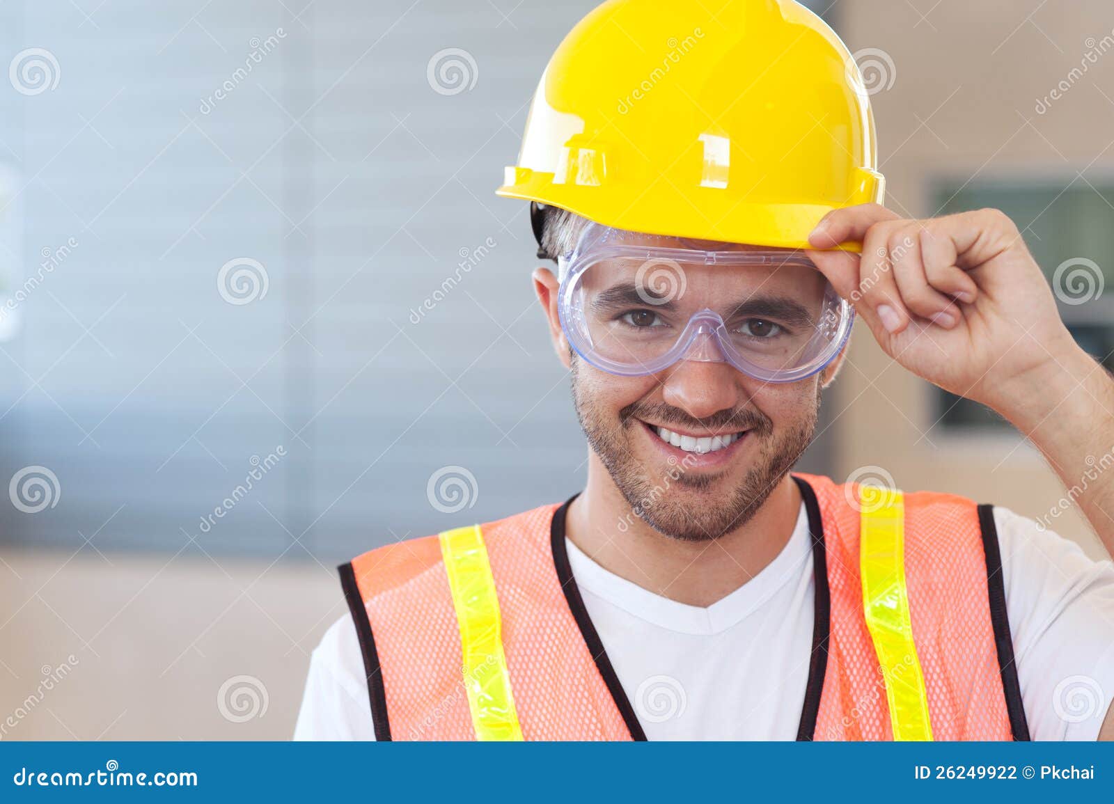 Portrait of a Happy Construction Worker Stock Photo - Image of helmet ...
