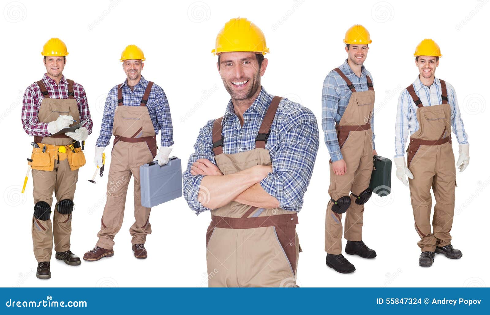 Portrait of Happy Construction Workers Stock Photo - Image of full ...