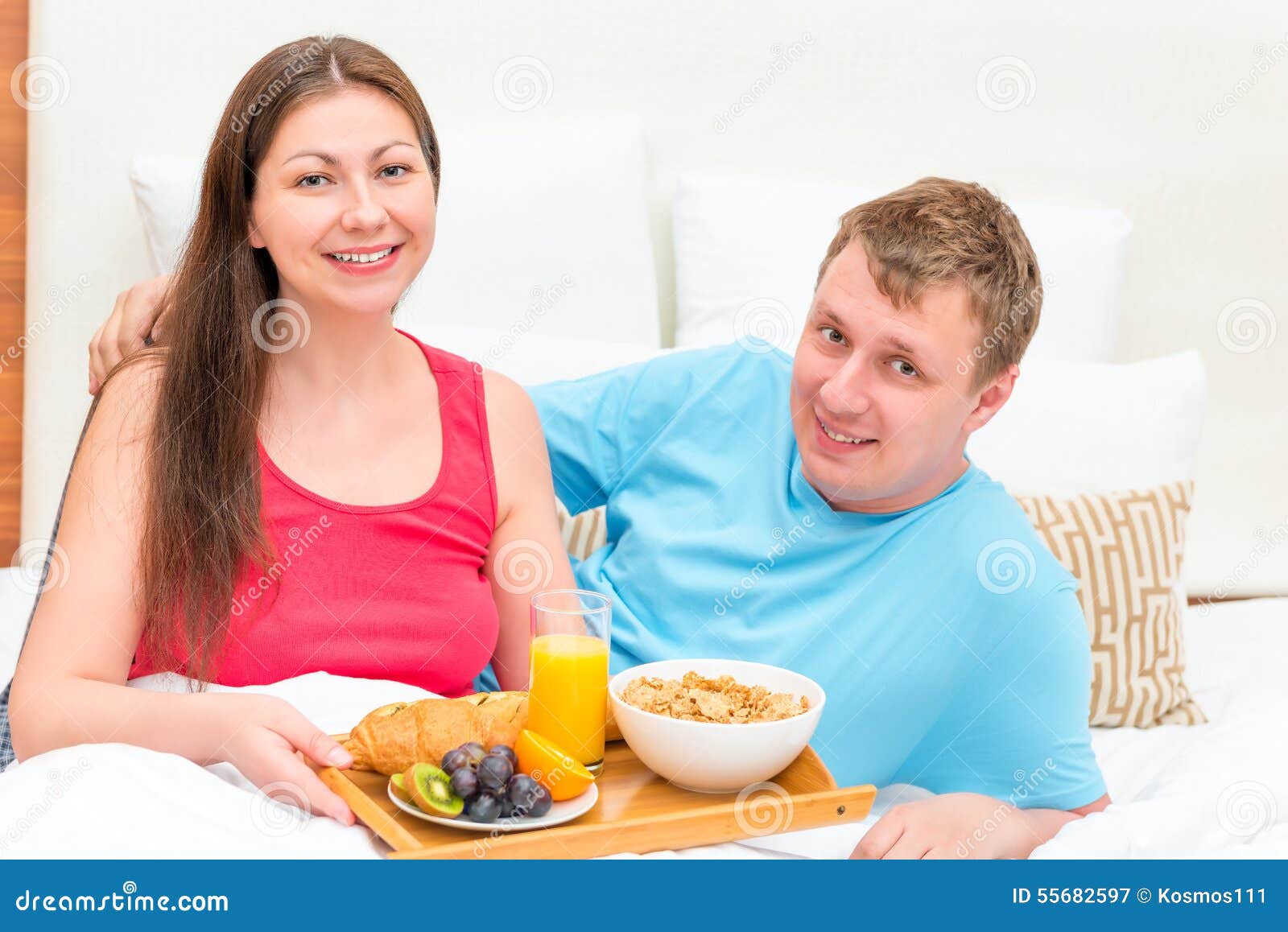 Portrait of a Happy Couple with Breakfast Stock Image - Image of ...