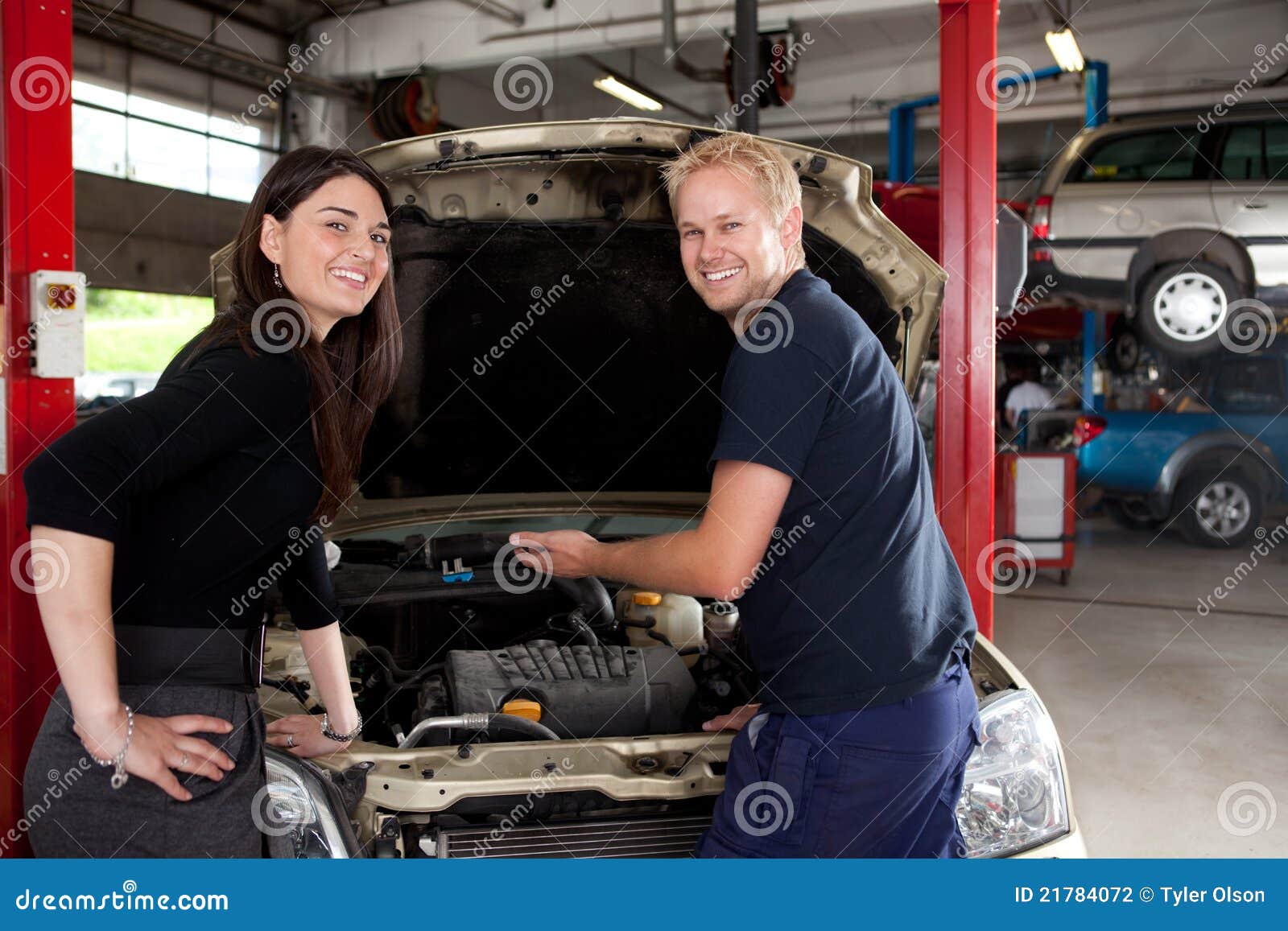 Portrait of Happy Customer and Mechanic Stock Photo - Image of pretty ...