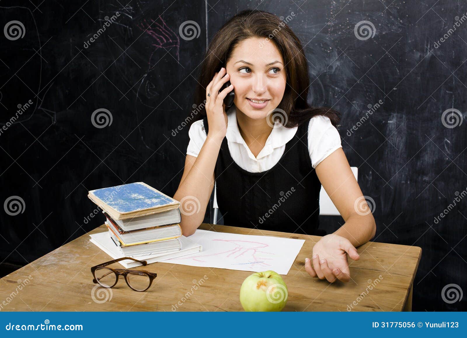 Portrait of Happy Cute Student in Classroom Stock Photo - Image of ...