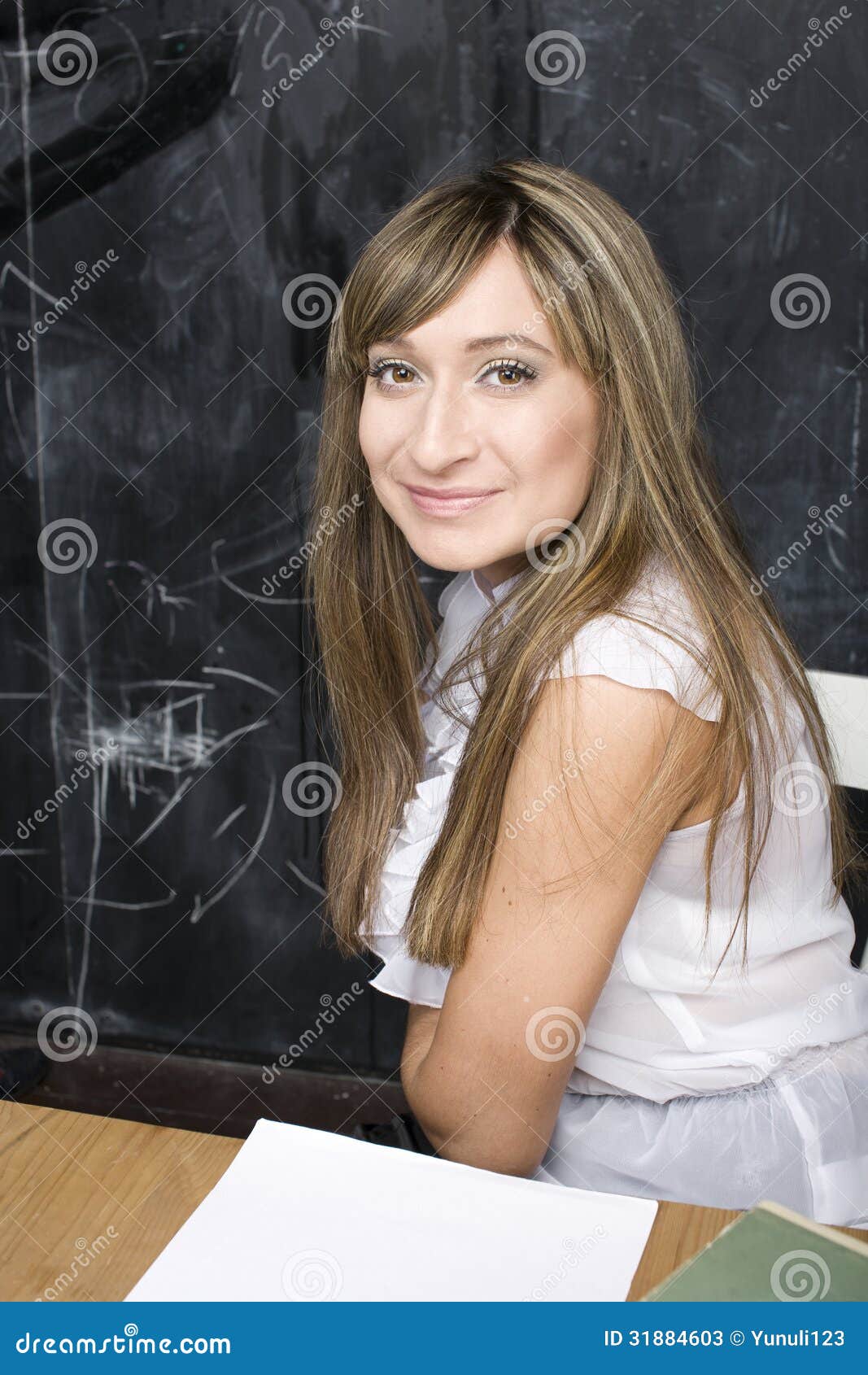 Portrait of Happy Cute Student in Classroom Stock Image - Image of ...