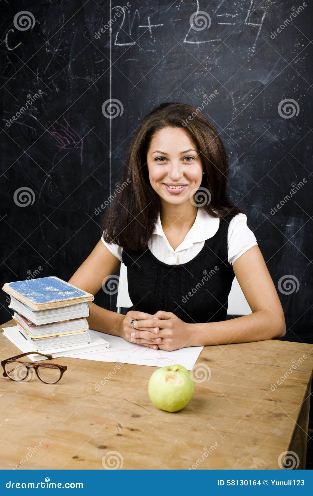 Portrait of Happy Cute Student in Classroom at Stock Photo - Image of ...