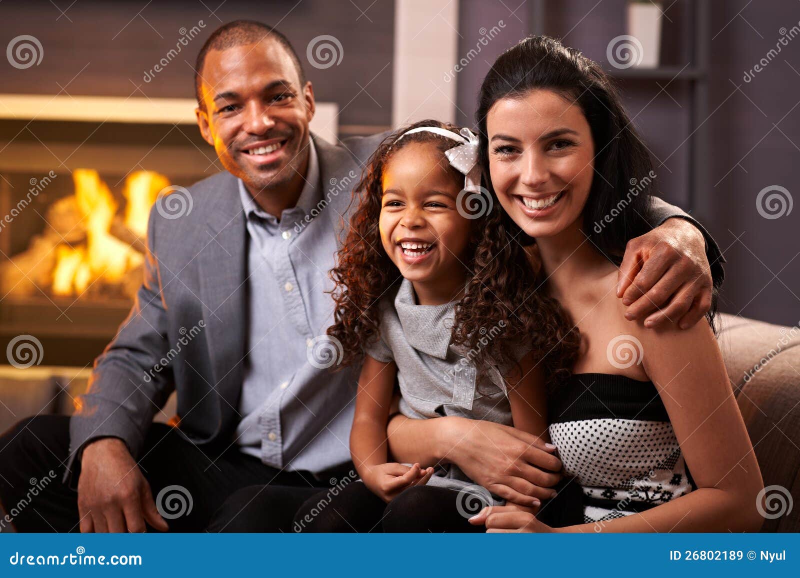 Portrait of Happy Diverse Family at Home Stock Image - Image of ...