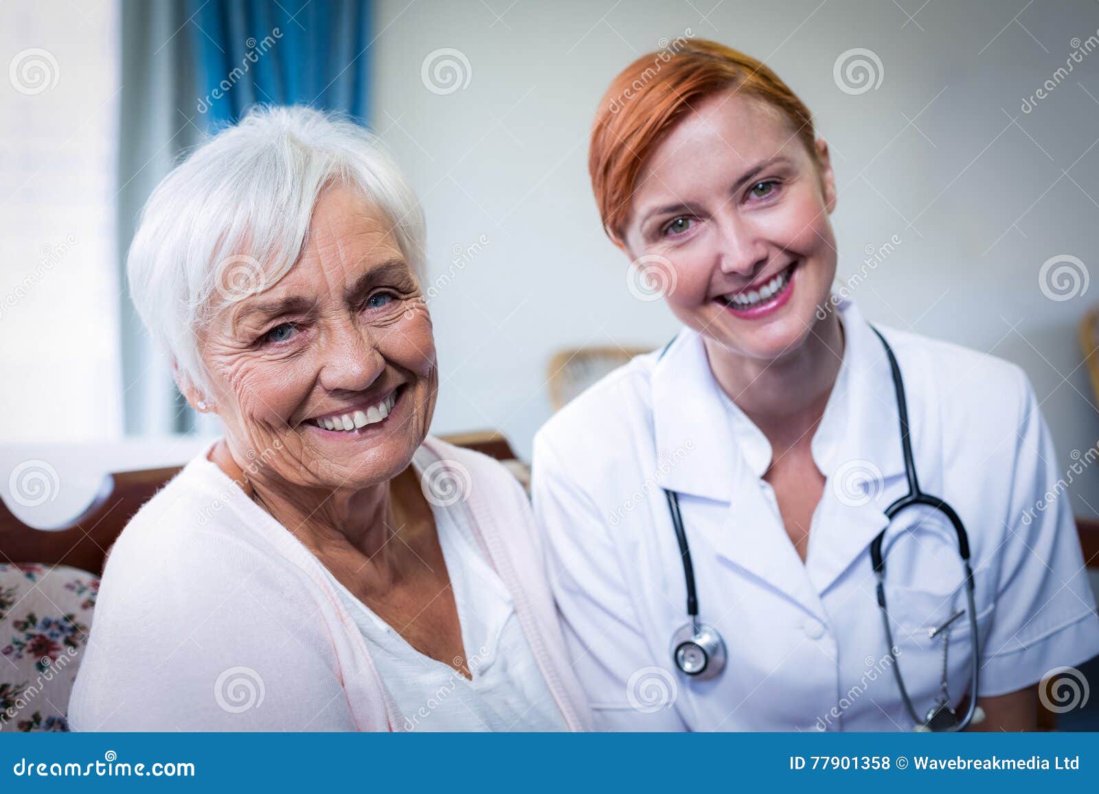 Portrait of Happy Doctor and Patient Stock Photo - Image of household ...