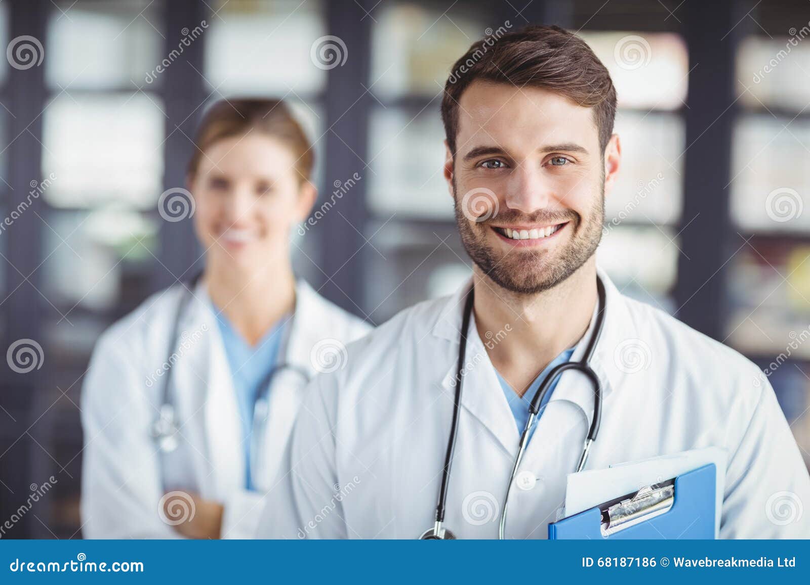 Portrait of happy doctors stock photo. Image of coworkers - 68187186