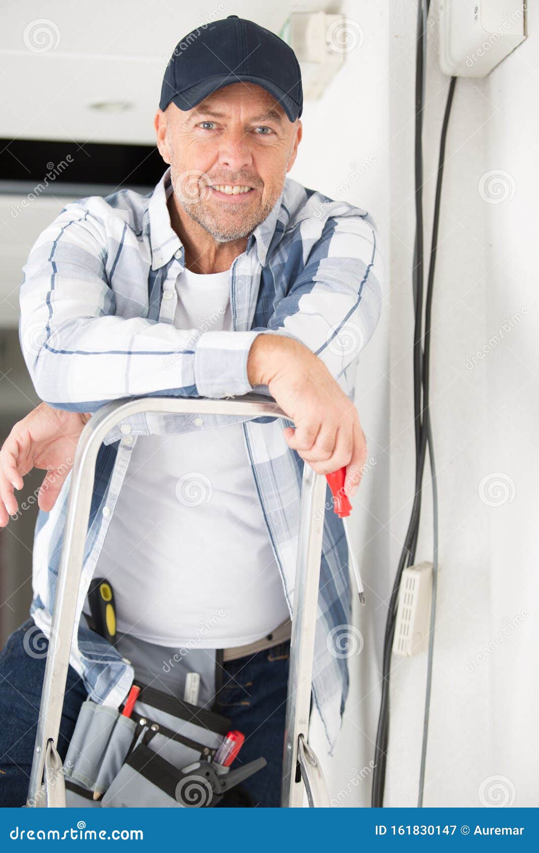 Portrait Happy Electrician Smiling at Camera Stock Image - Image of ...
