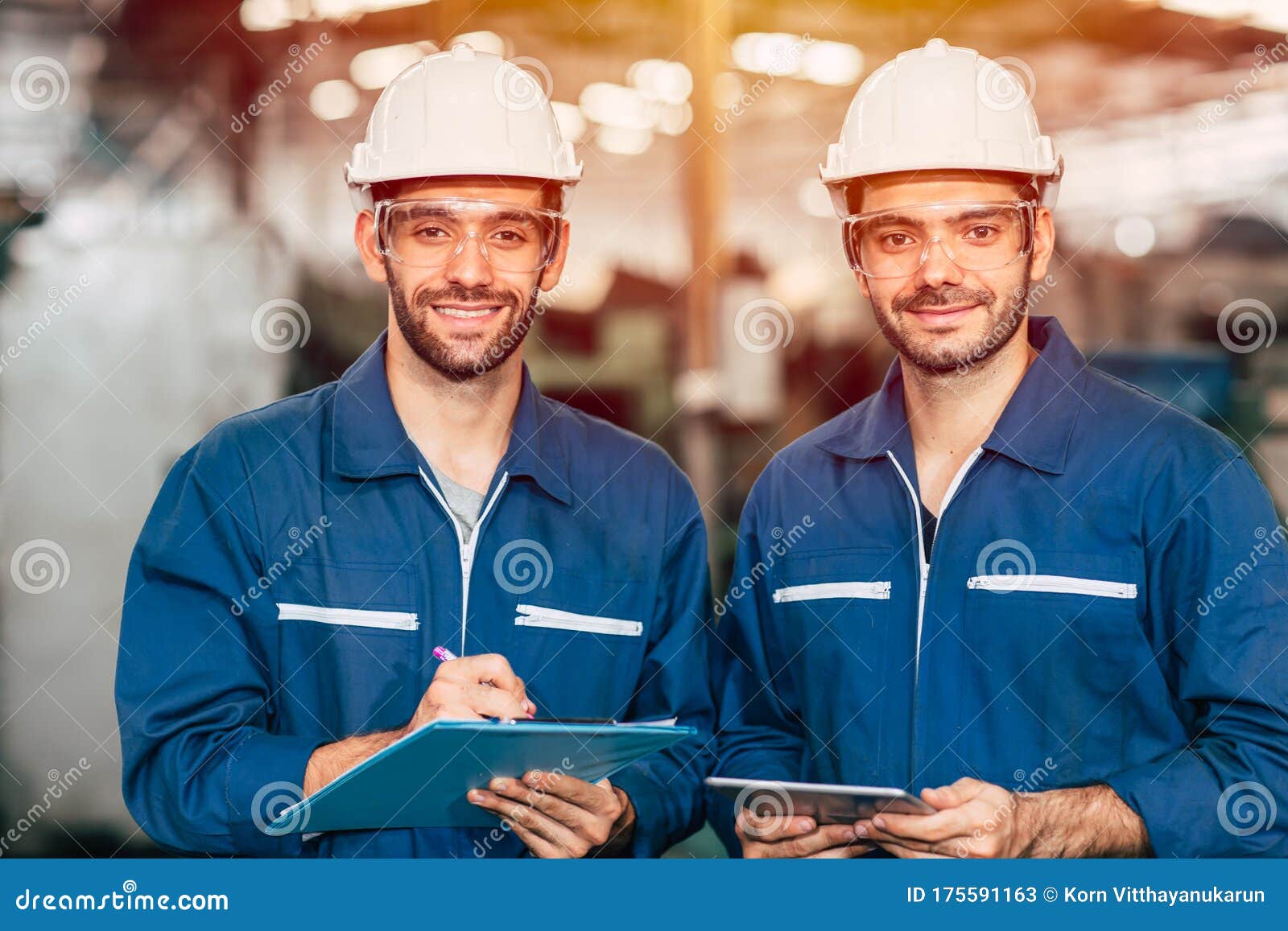 Portrait of Happy Engineer Teamwork Smiling Looking at Camera Stock ...
