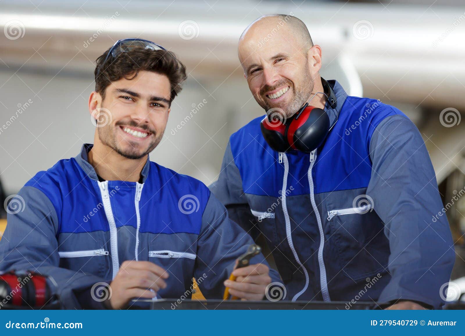 Portrait happy factory men stock image. Image of worker - 279540729