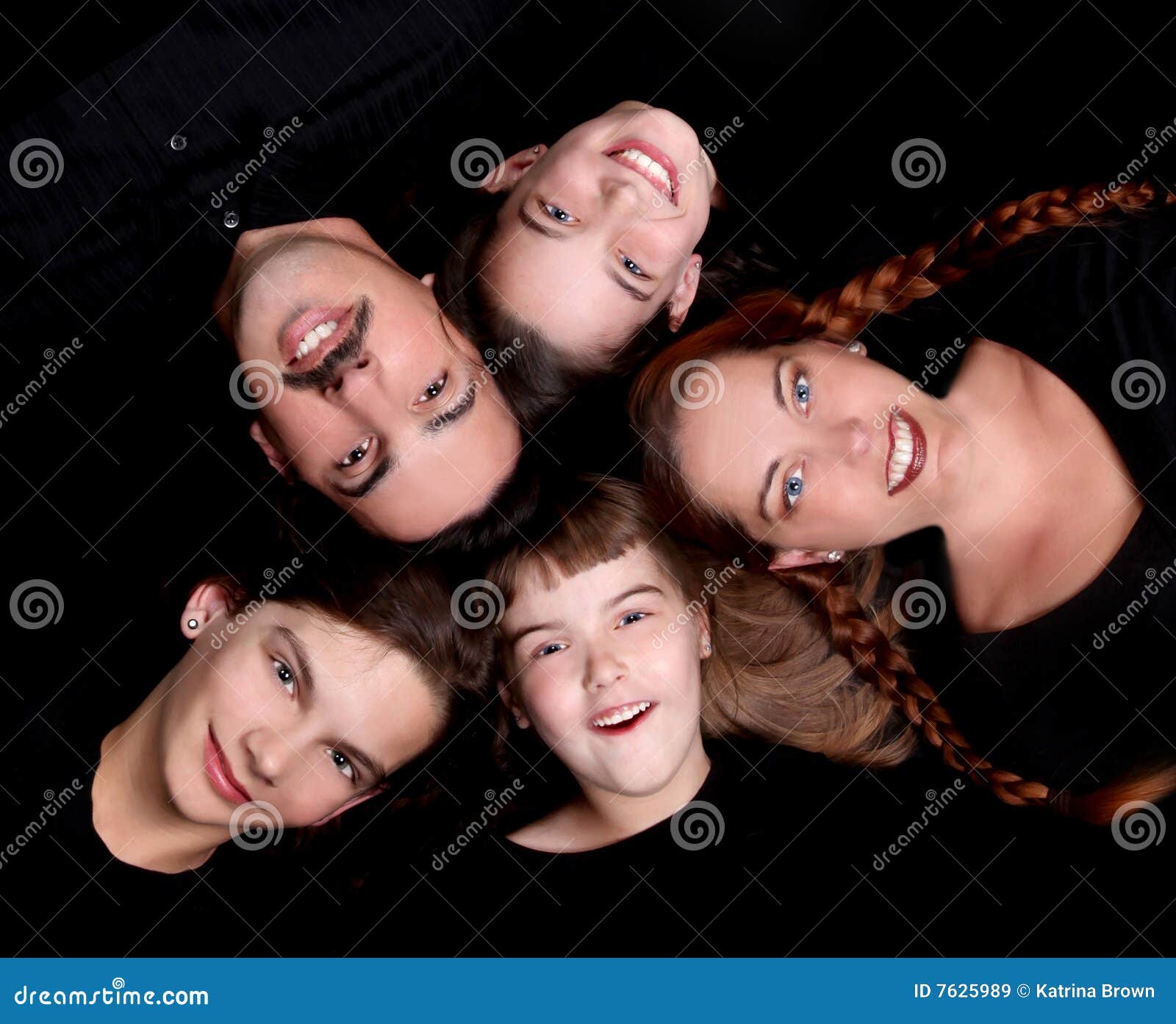 Portrait of Happy Family with 5 Members Stock Image - Image of circle ...