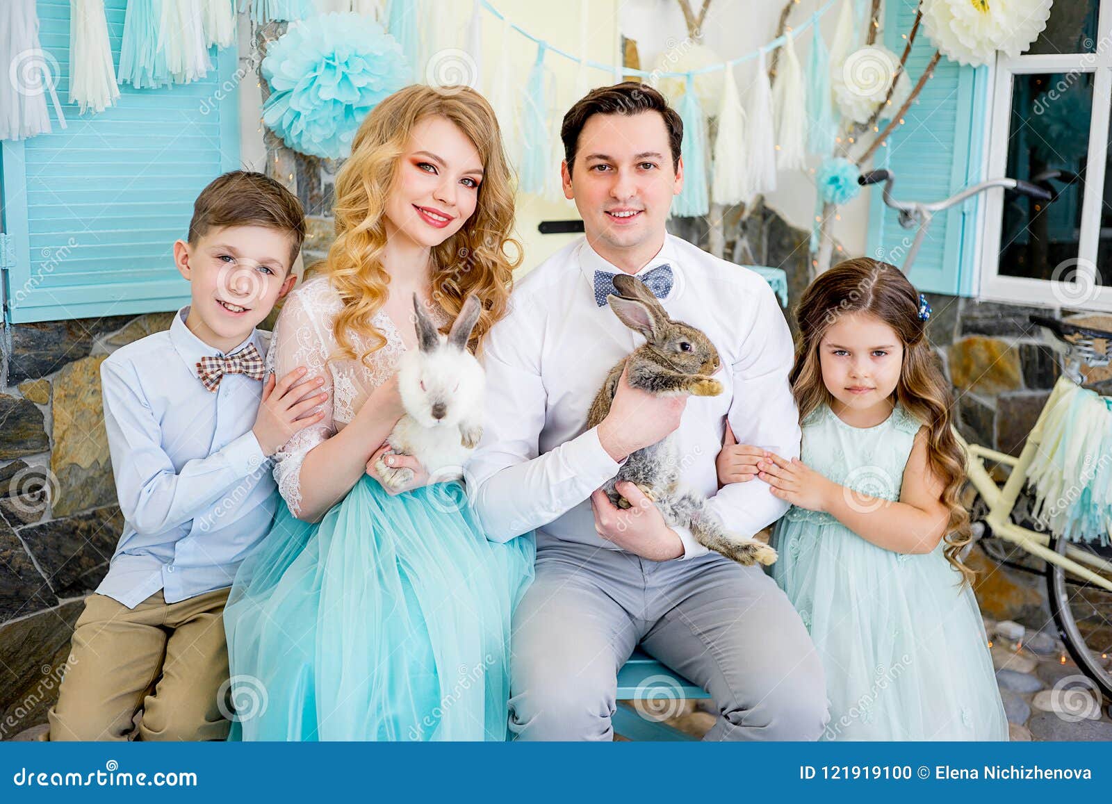 Family celebrating easter stock photo. Image of child - 121919100