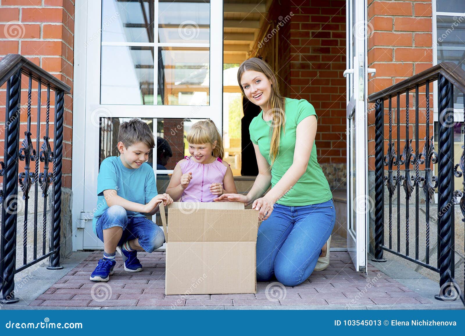 Family got a delivery stock image. Image of asian, holding - 103545013