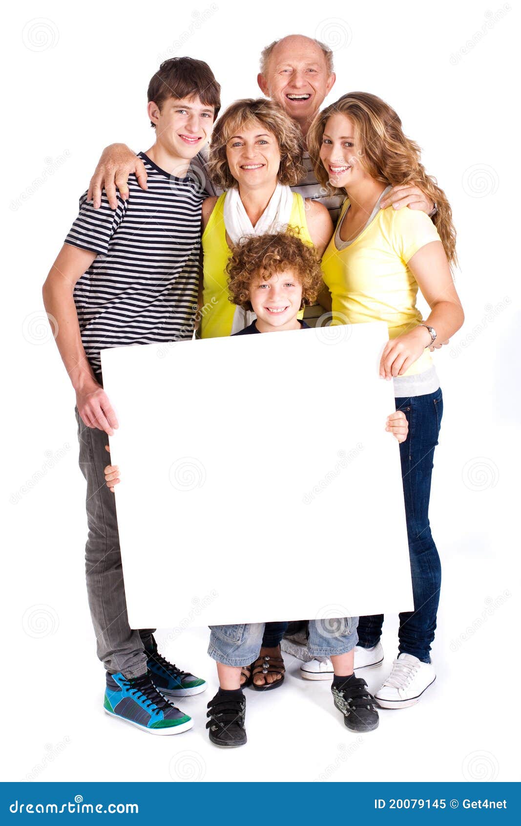 Portrait of a Happy Family Holding a Billboard Stock Image - Image of ...