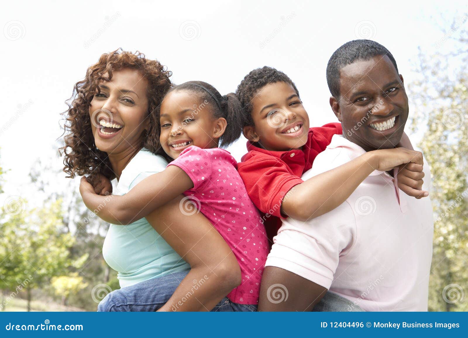 Portrait of Happy Family in Park Stock Photo - Image of lifestyle ...