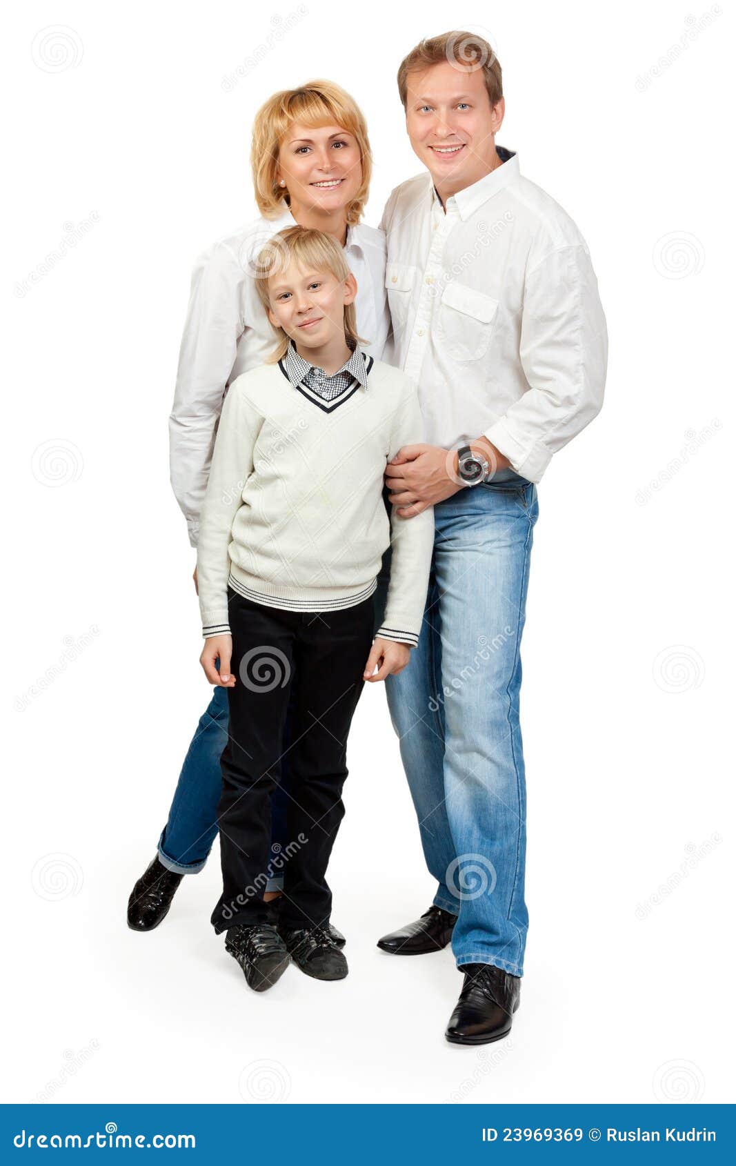 Portrait of a Happy Family of Three Stock Image - Image of parenthood ...