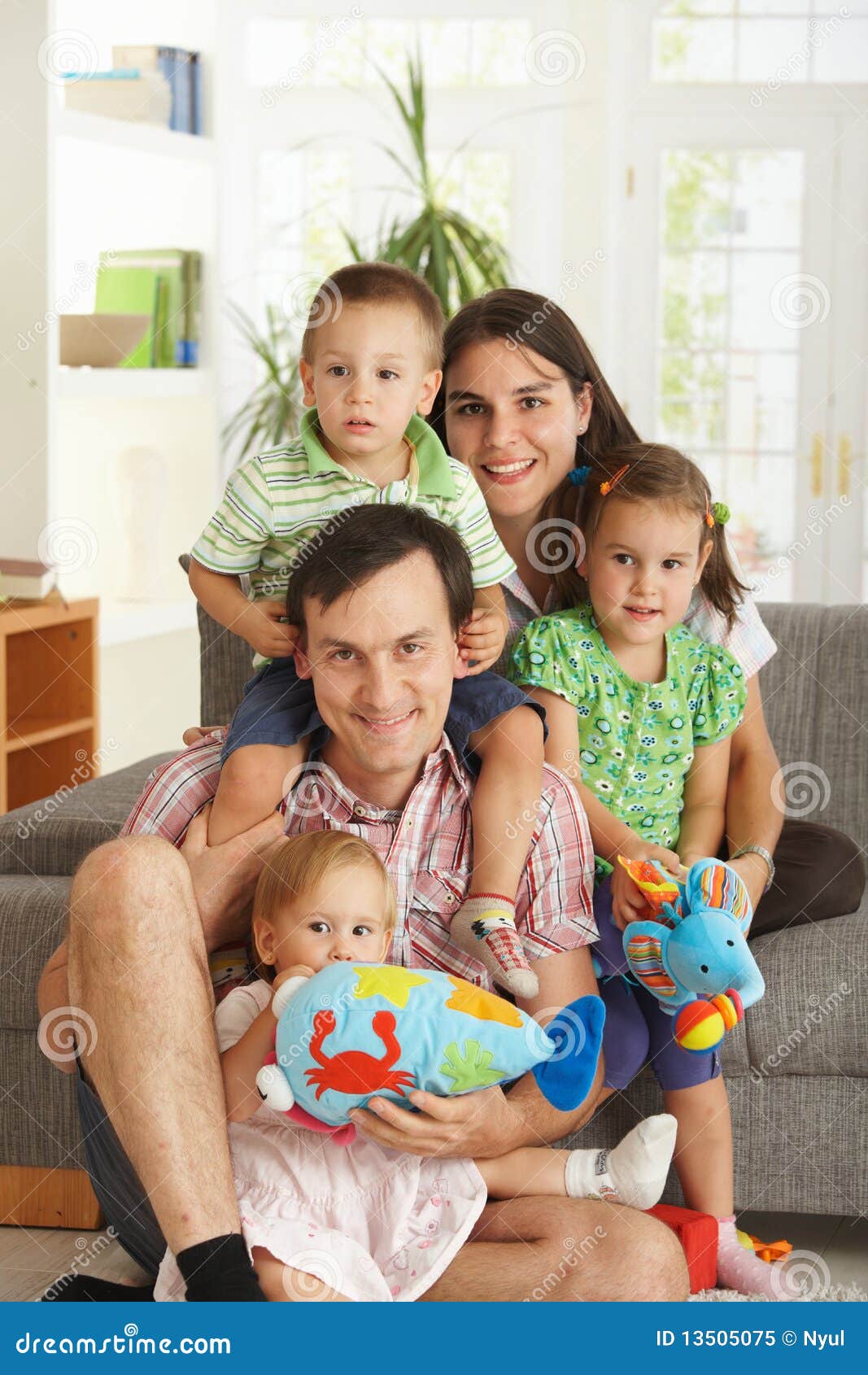 Portrait of Happy Family with Three Children Stock Image - Image of ... Portrait of Happy Family with Three Children Stock Image - Image of ...
