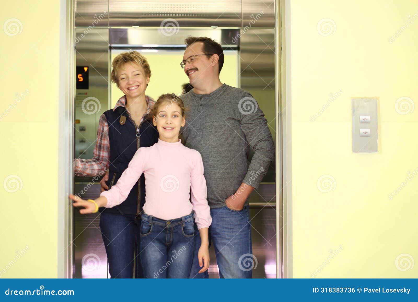 Portrait of Happy Family of Three People in the Stock Photo - Image of ...