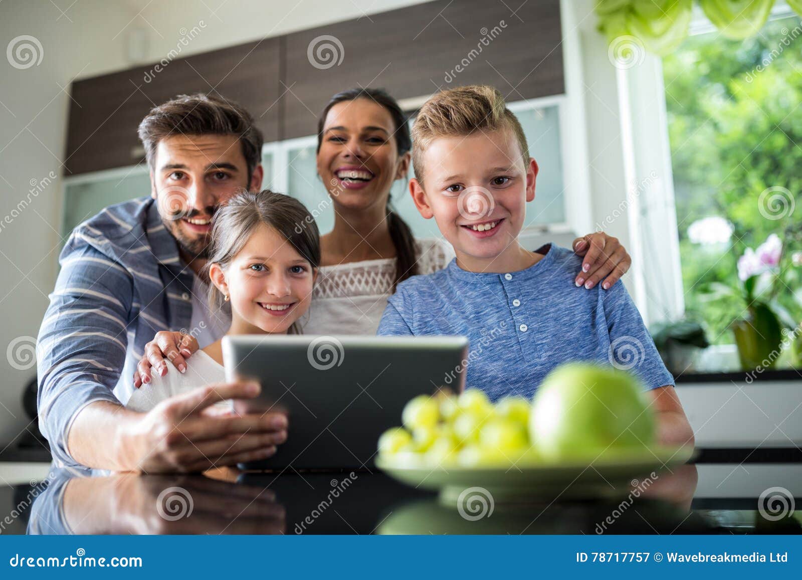 Portrait of Happy Family Using Digital Tablet Stock Image - Image of ...