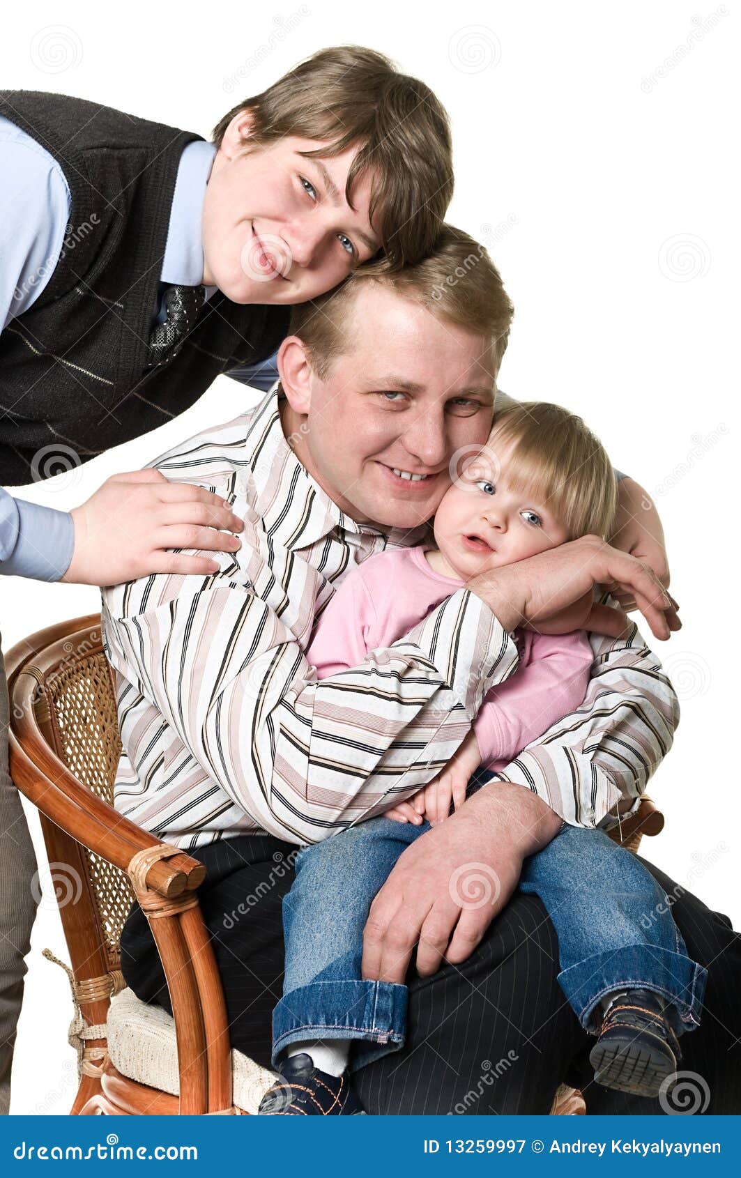 Portrait of Happy Father with Children Stock Image - Image of childhood ...