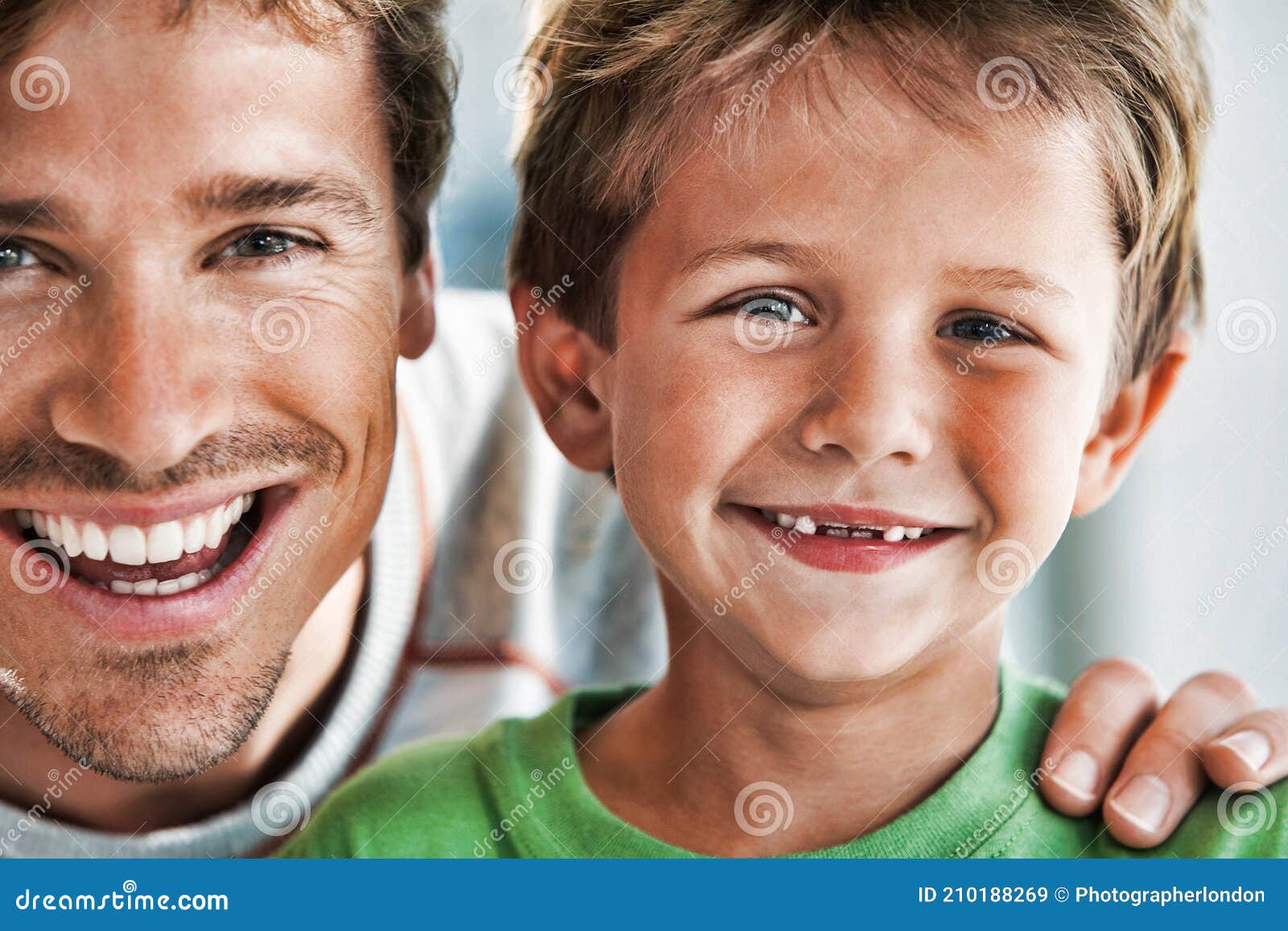 Portrait of Happy Father and Son Smiling Together Stock Image - Image ...