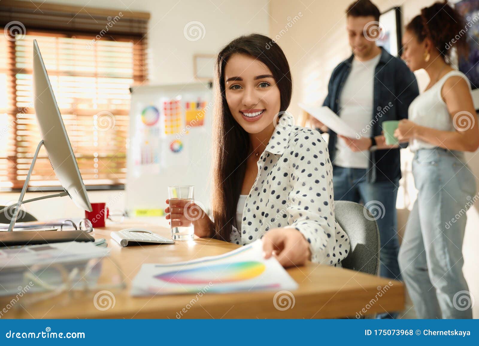 Portrait of Happy Female Designer Stock Photo - Image of colleagues ...