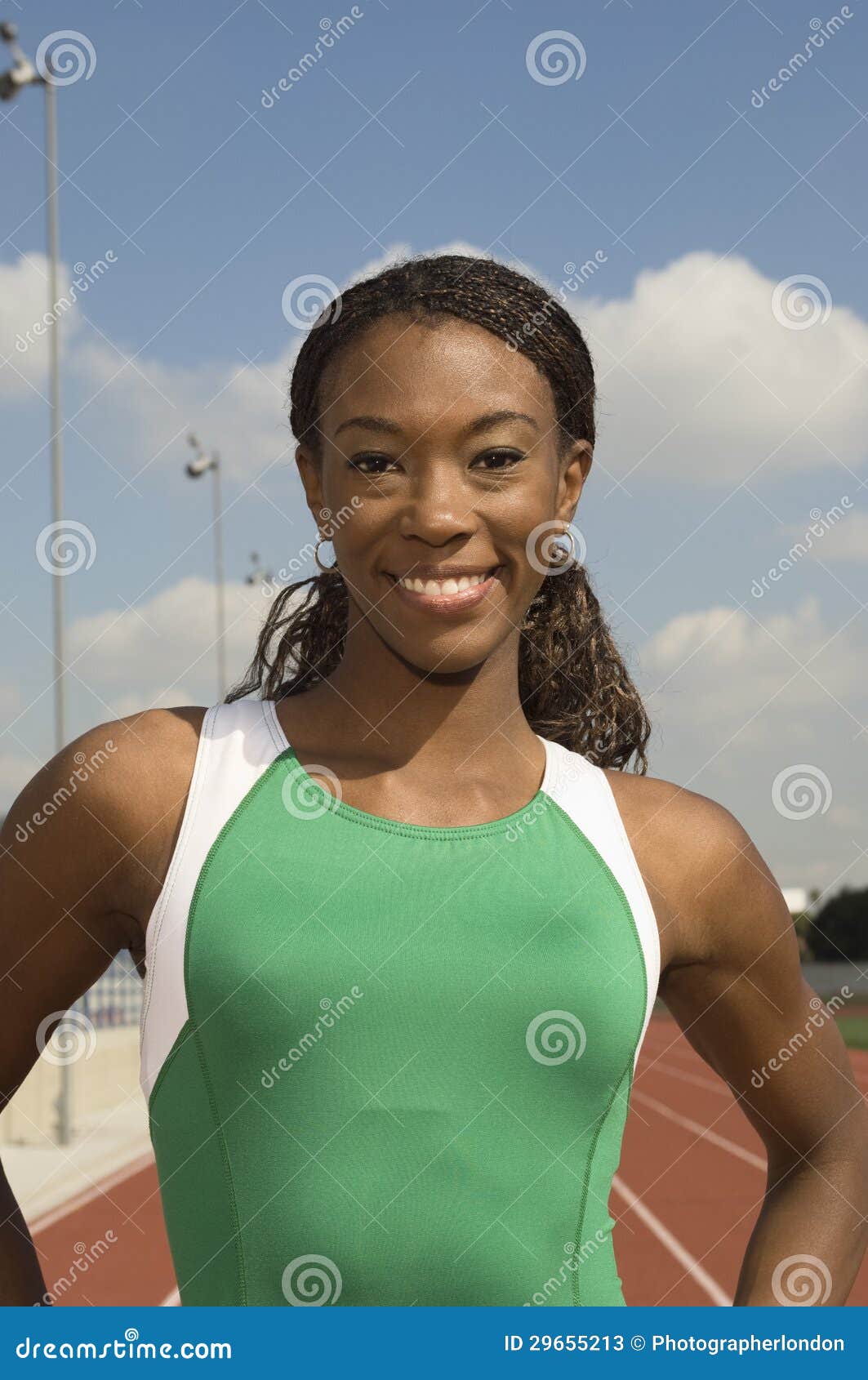 Portrait of Happy Female Runner Stock Image - Image of confidence ...