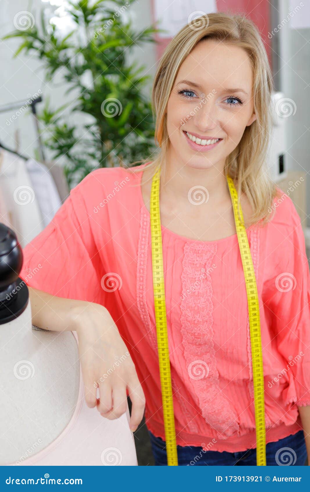 Portrait Happy Female Tailor Stock Image - Image of fashion, happy ...