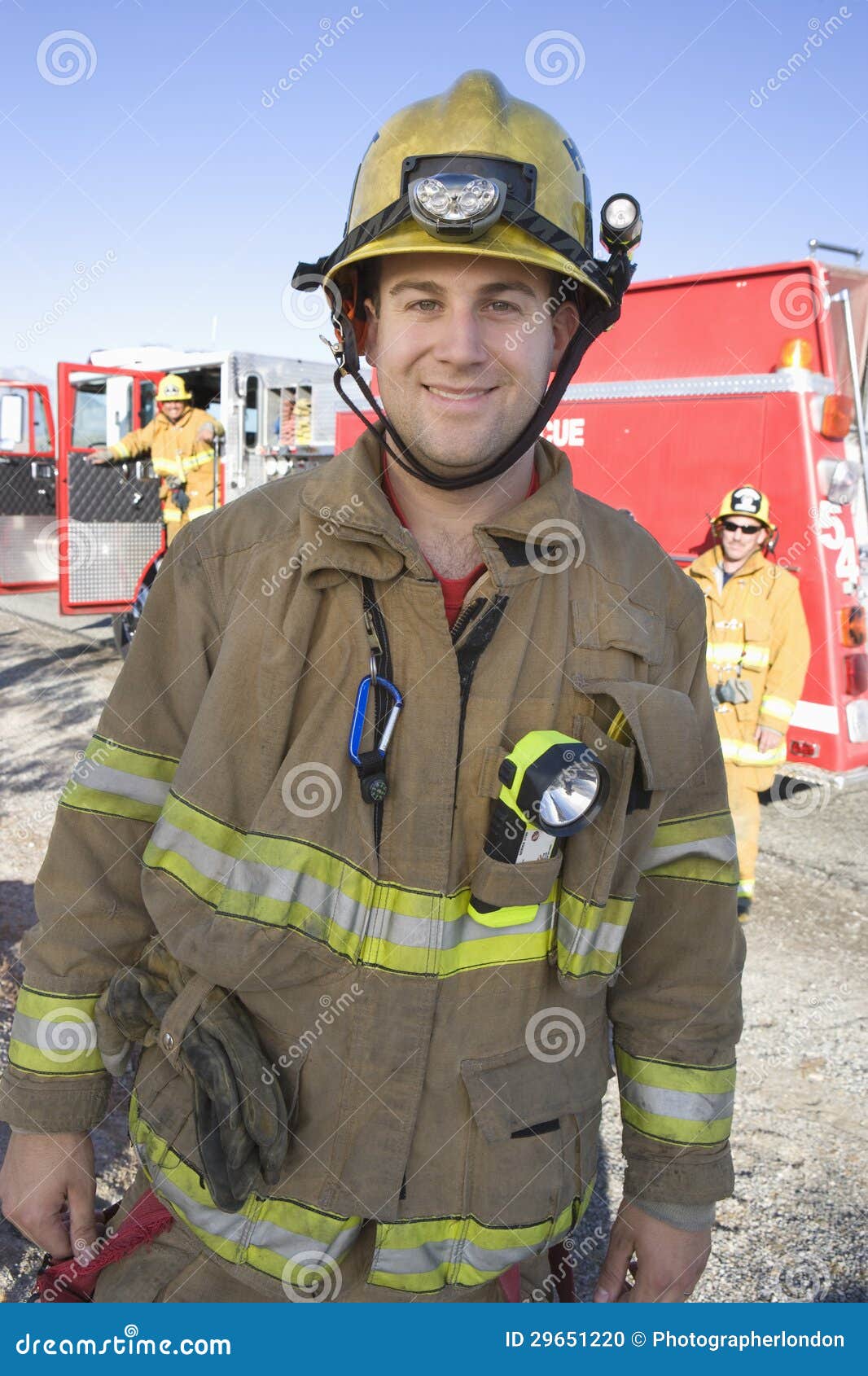 Portrait of a Happy Fire Worker Stock Photo - Image of helmet ...