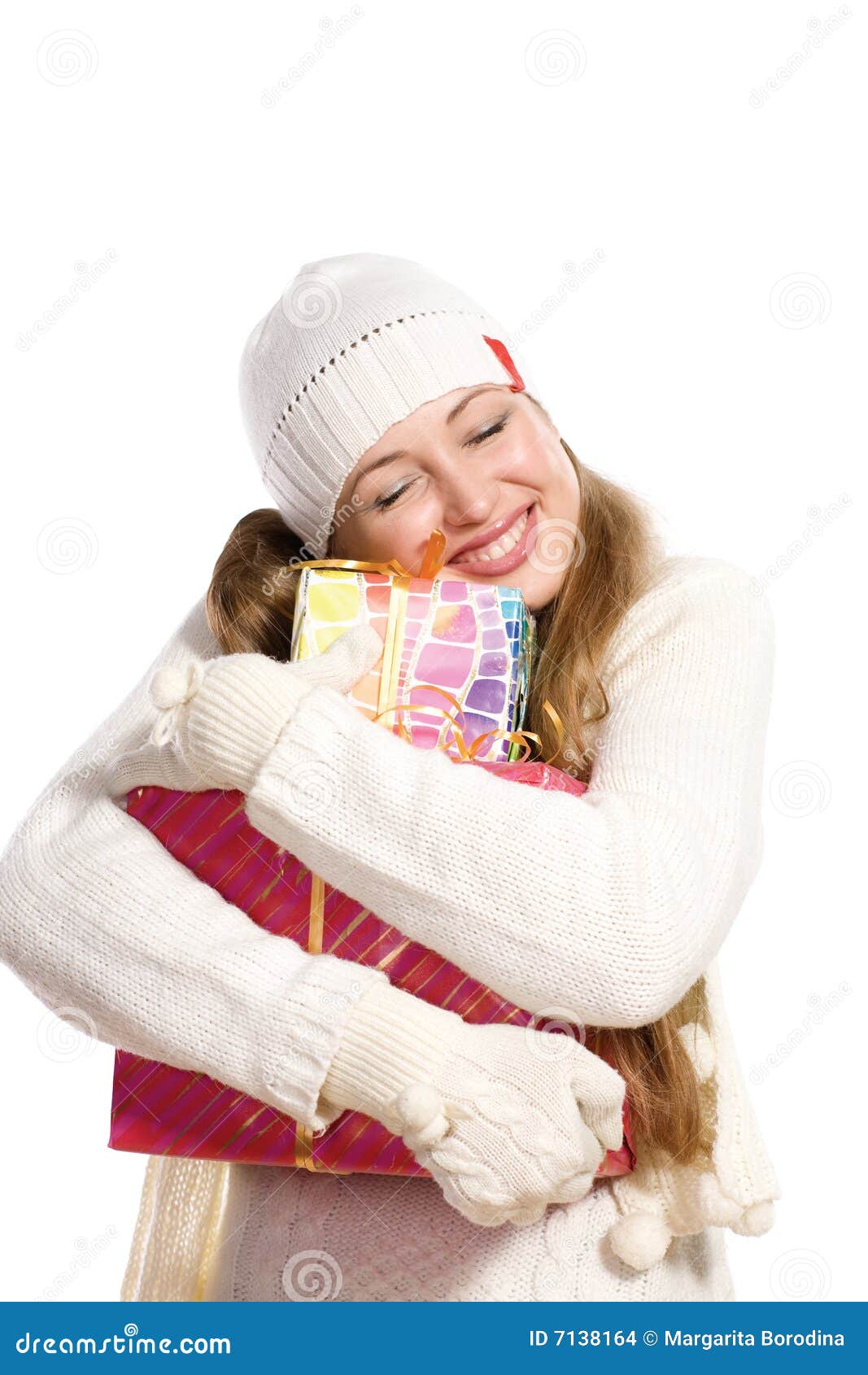 Portrait Happy Girl with a Gift Stock Photo - Image of boxes, holiday ...
