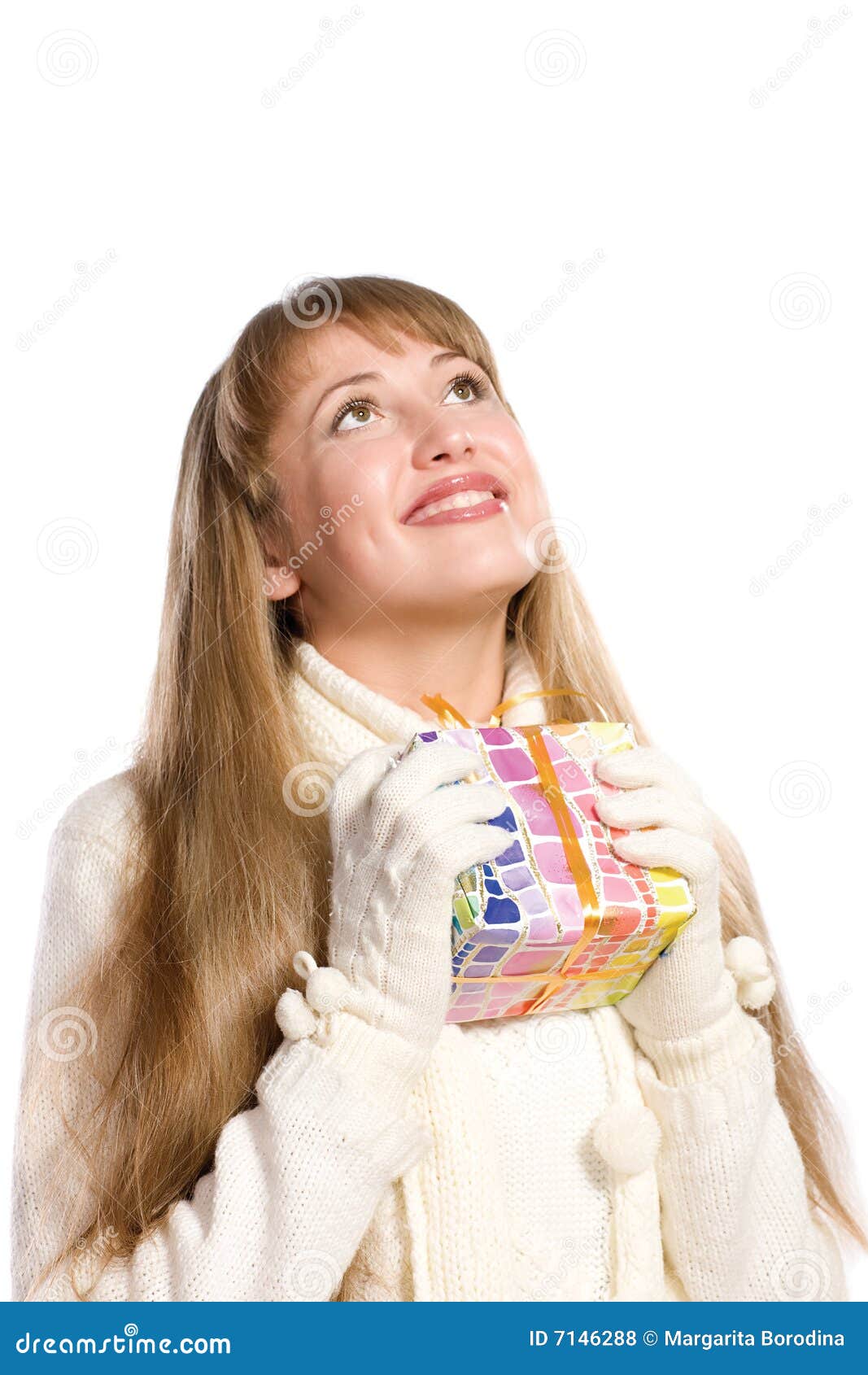 Portrait Happy Girl with a Gift Stock Photo - Image of christian, gift ...