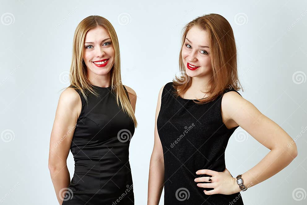 Portrait of Happy Girlfriends Posing in Studio Stock Image - Image of ...