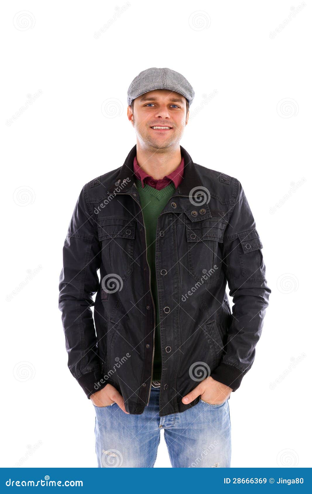 Portrait of Happy Handsome Young Man with Hands in Pockets Stock Image ...
