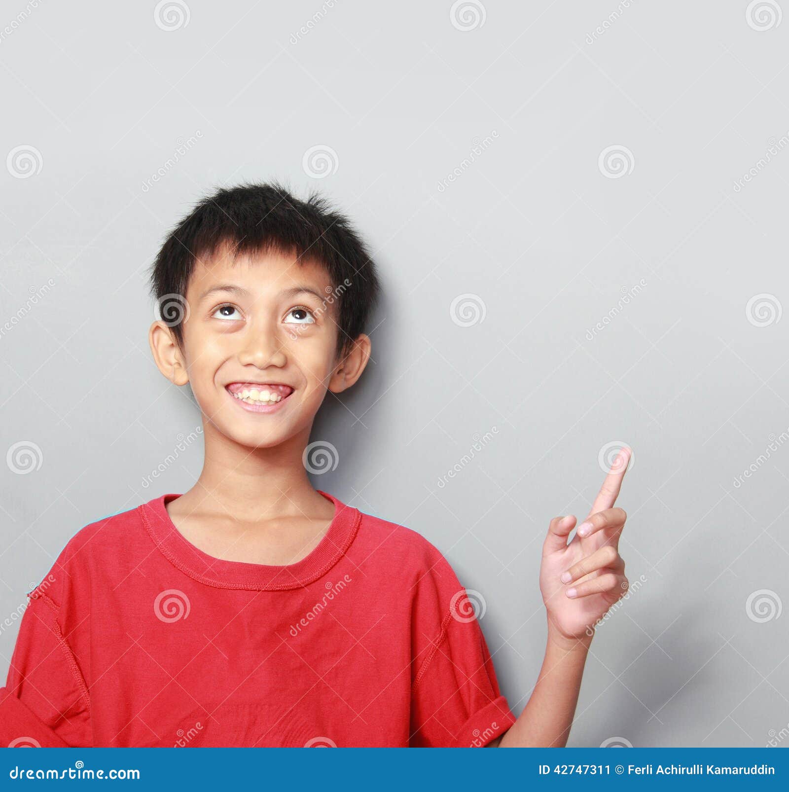 Portrait Of Happy Kid Pointing Stock Image - Image of person, male ...