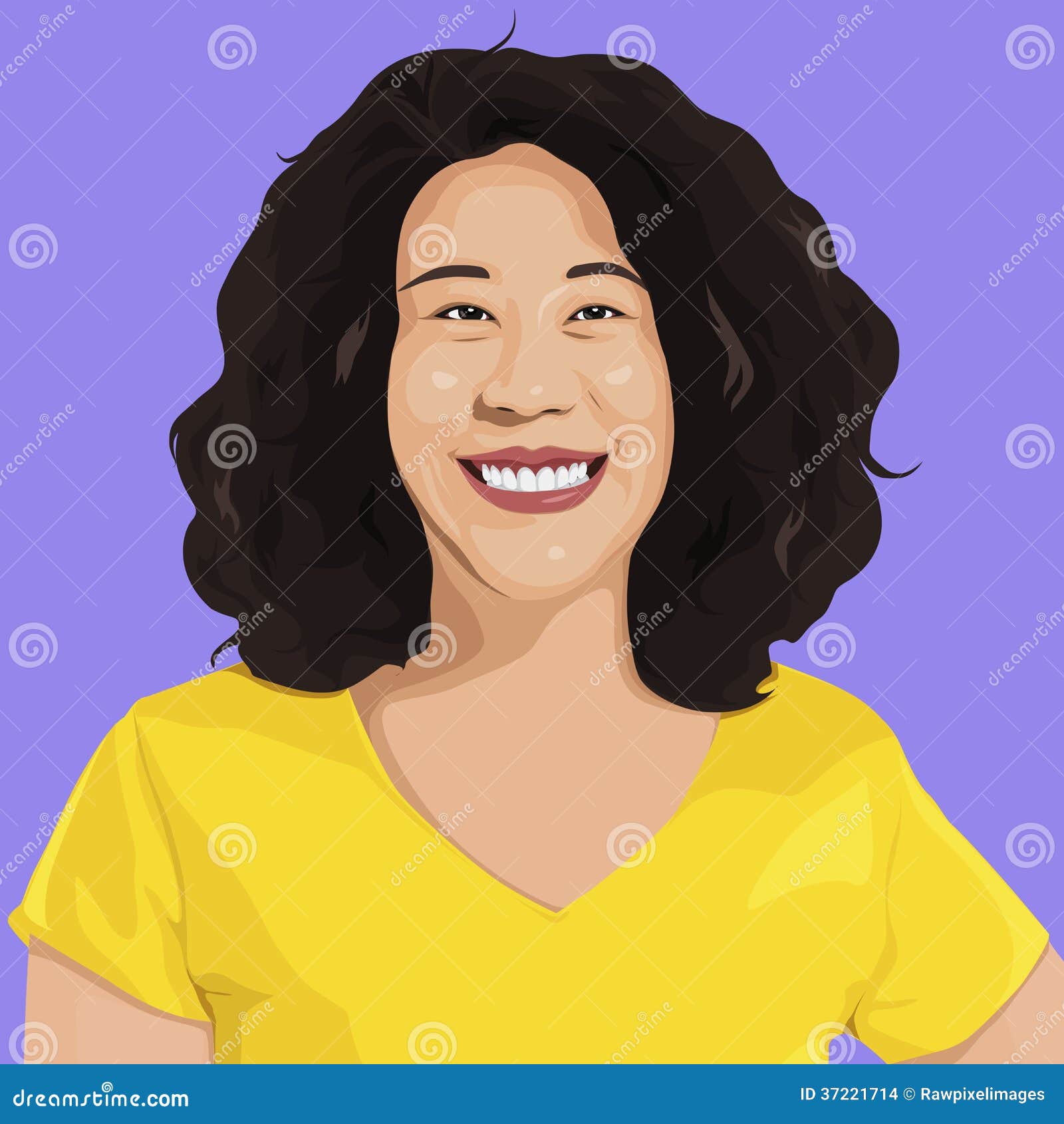 Portrait of Happy Lady Vector Stock Vector - Illustration of cute, head ...